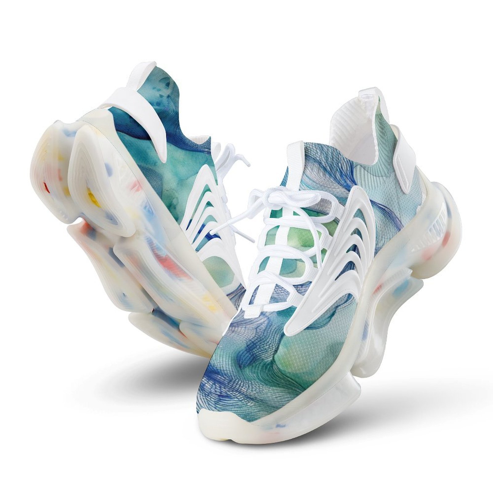 Abstract Floral Waves Art Print Walking Shoes for Men Woman Lightweight ...