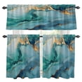 Abstract Flow Art Kitchen Curtains Valance and Tier Set Green Gold ...