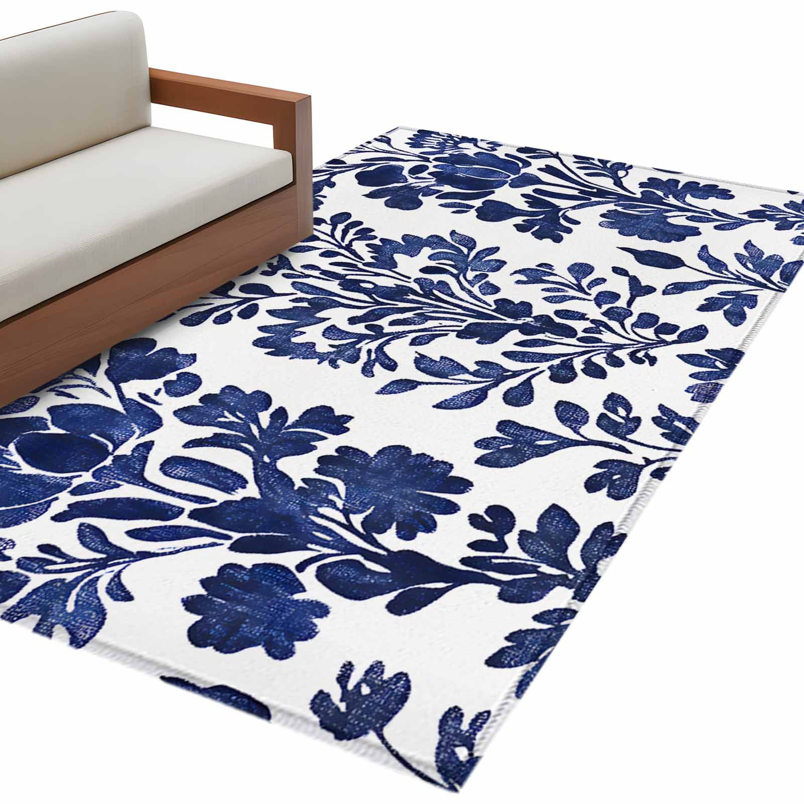 Abstract Flower Area Rug 3x5ft Spring Abstract Dark Blue Floral Vintage ...