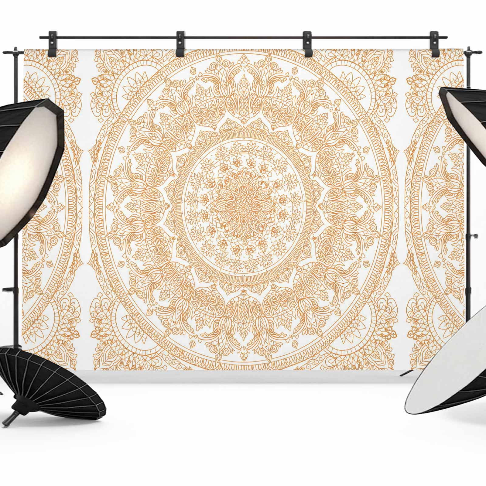 Abstract Flower Backdrop for Photography, Boho Orange Floral Bohemian ...