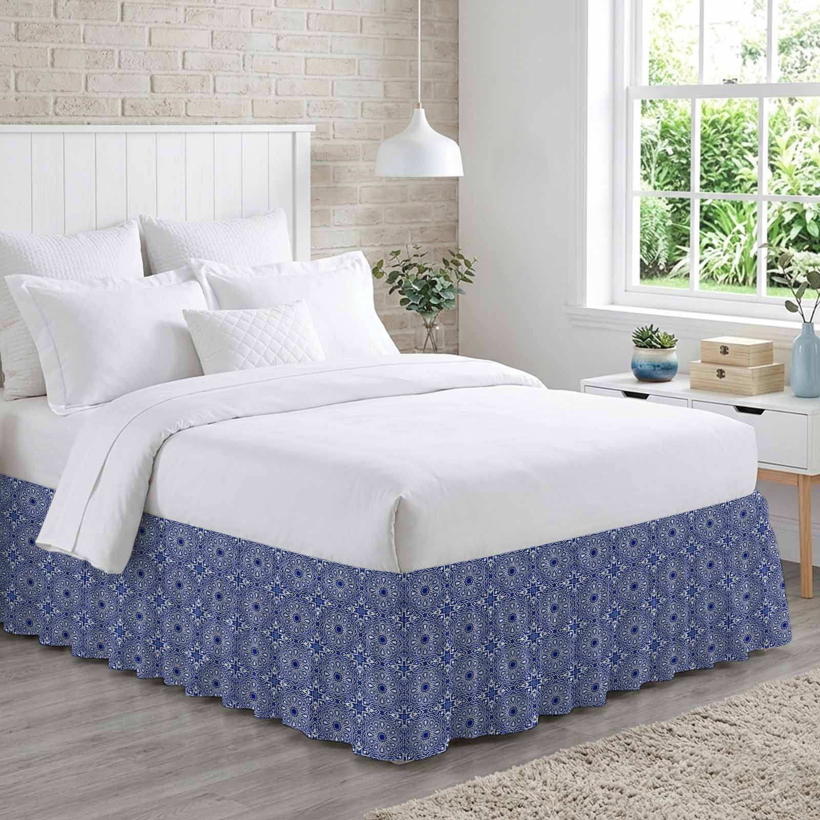 Abstract Flower Bed Skirt King Size 16 Inch Drop, Moroccan Traditional ...