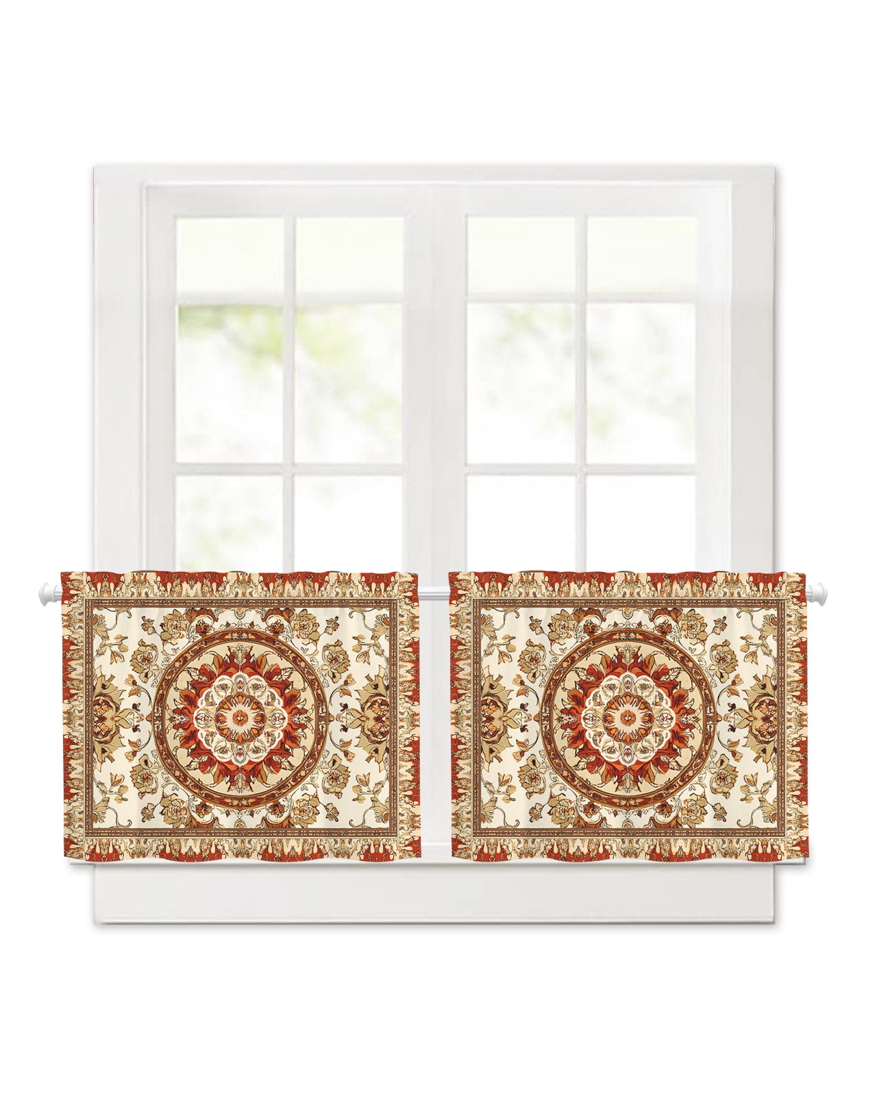 Abstract Flower Bohemian Pattern Short Blackout Curtains 24 Inch Long ...