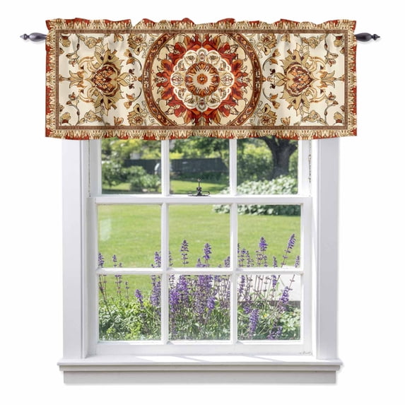 Abstract Flower Bohemian Pattern Valances for Windows,Kitchen Valance ...