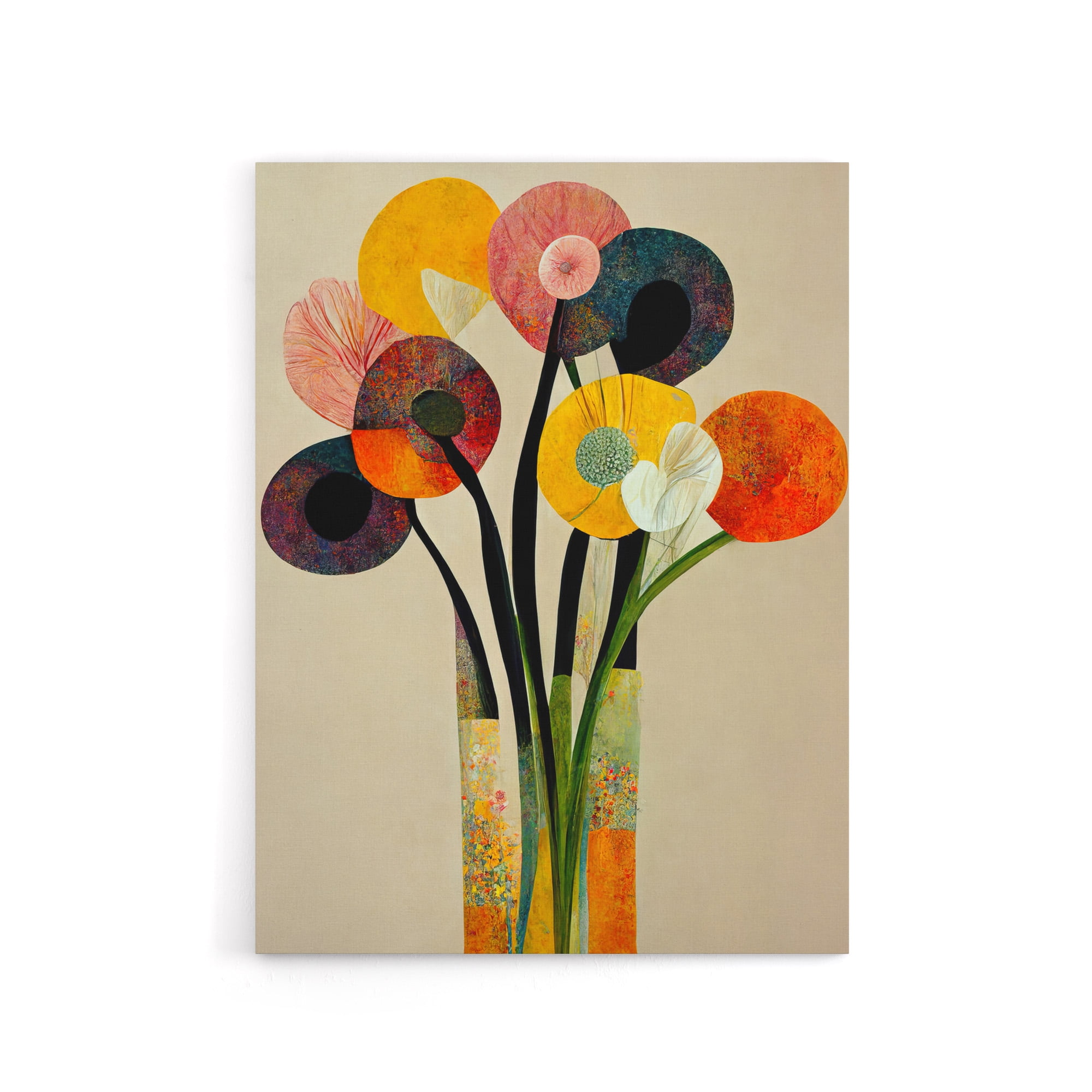 Abstract Flower Bouquet in Vase Floral Canvas Wall Art Print 24X32 ...