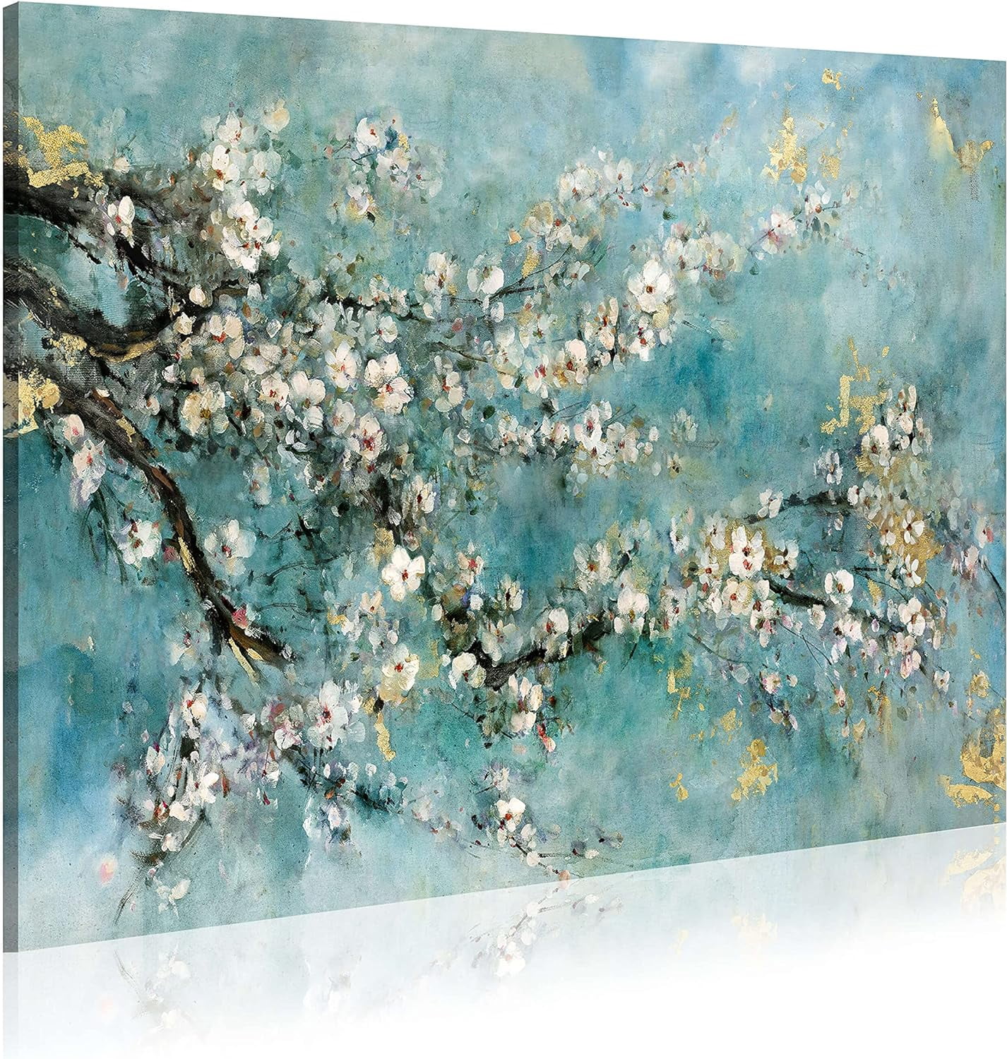 Abstract Flower Canvas Wall Art: Dogwood Bloom Artwork Beautiful Teal ...