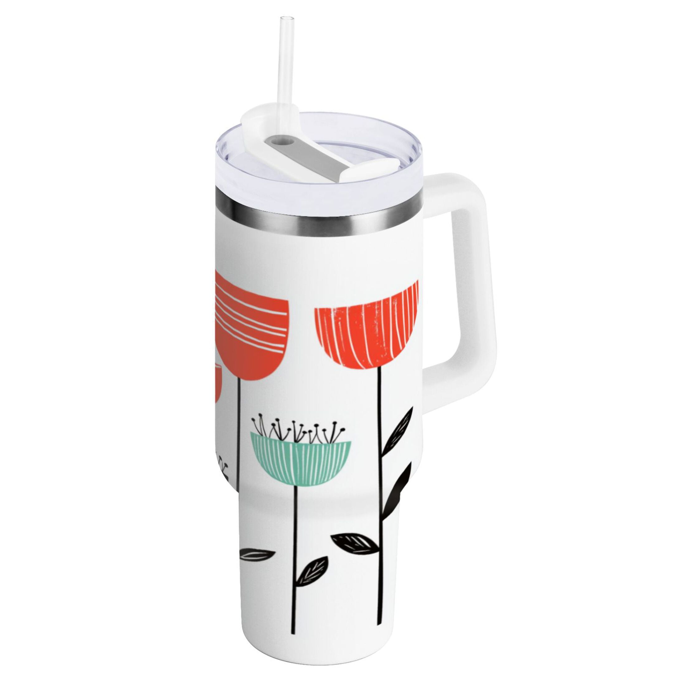 Abstract Flower Collection Water Bottles 30oz Insulated Tumblers Double ...