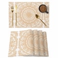 Abstract Flower Cotton Linen Placemats Set of 8, Boho Orange Floral ...