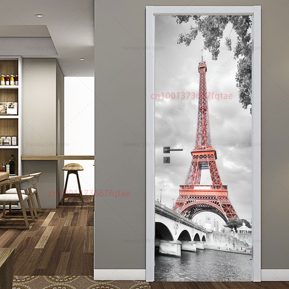 Abstract Flower Door Mural Sticker Wallpaper Removable PVC Red Wine ...