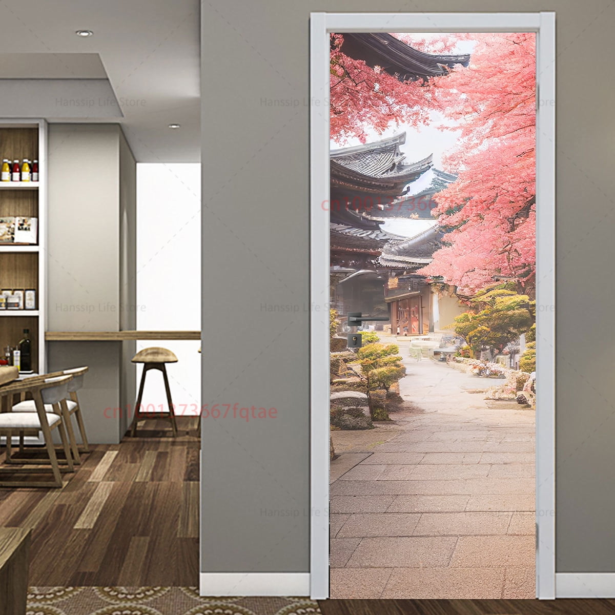 Abstract Flower Door Mural Sticker Wallpaper Removable PVC Red Wine ...