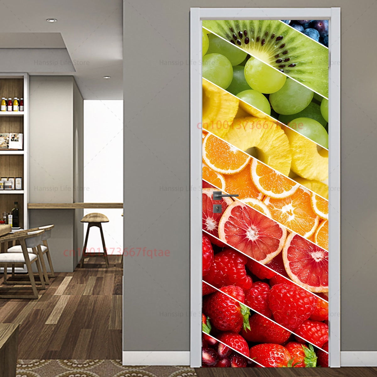 Abstract Flower Door Mural Sticker Wallpaper Removable PVC Red Wine ...