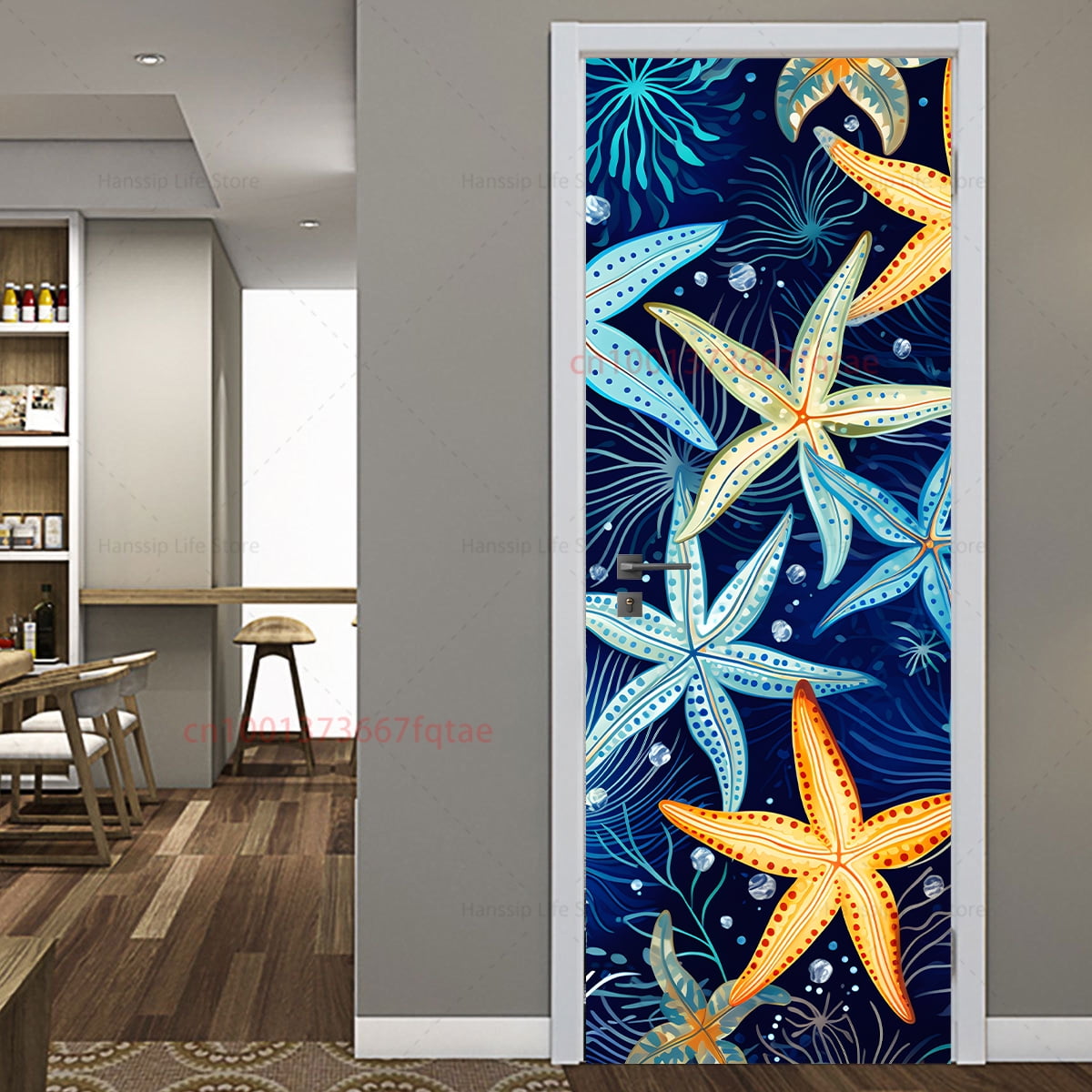 Abstract Flower Door Mural Sticker Wallpaper Removable PVC Red Wine ...