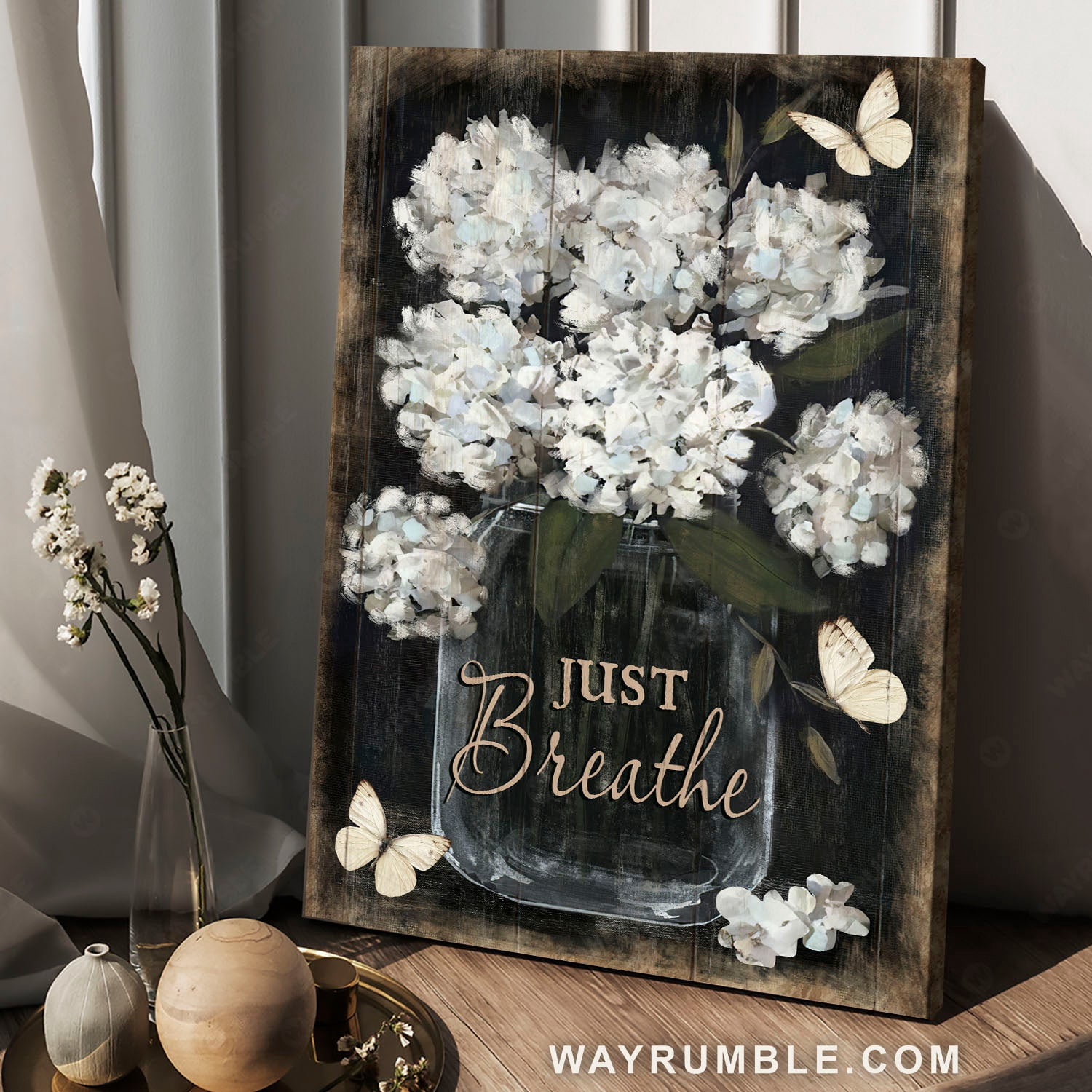Abstract Flower Drawing White Butterfly Vintage Painting Just Breathe ...