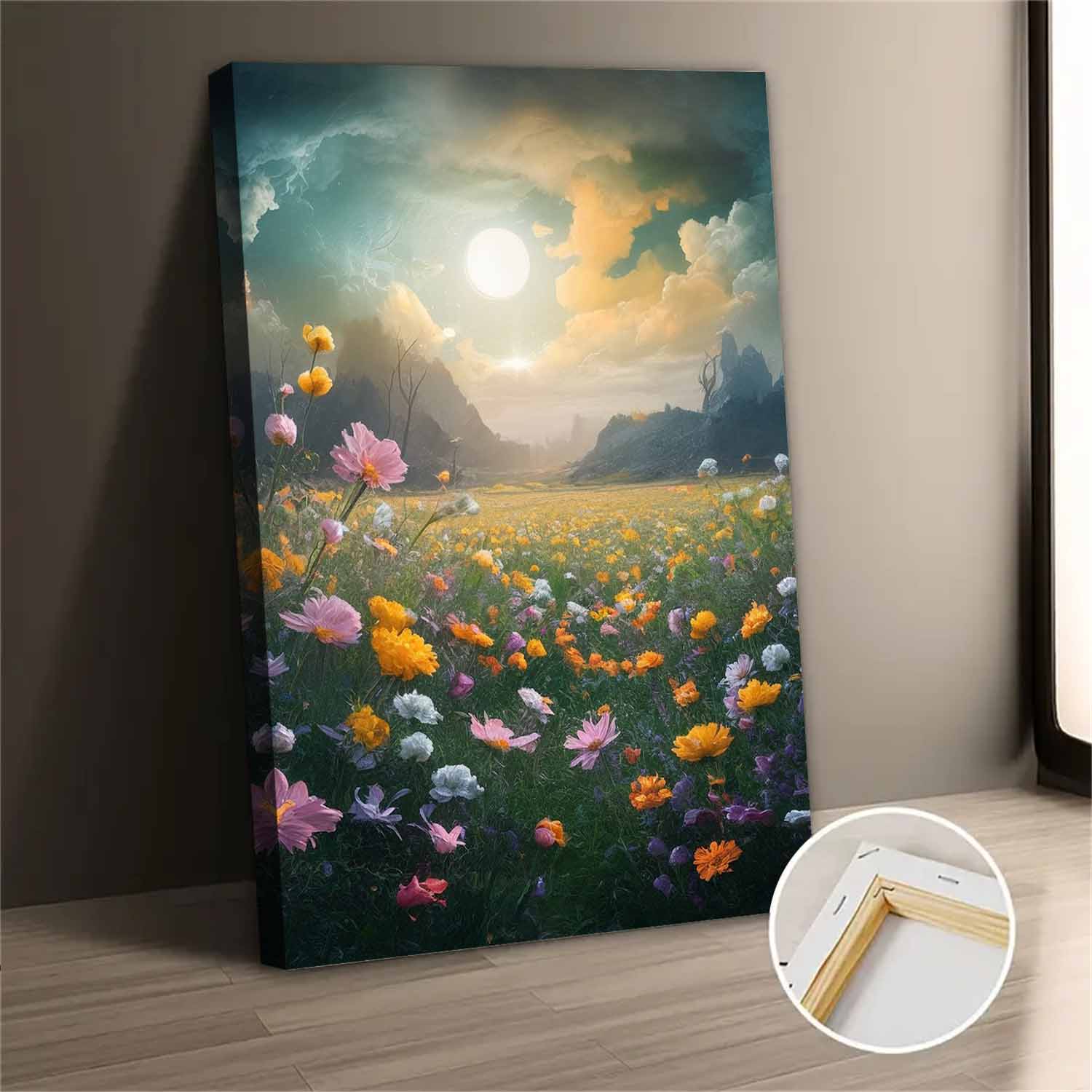 Abstract Flower Field Canvas Wall Art Print For Living Room Decoration ...