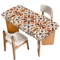 Abstract Flower Fitted Rectangle Tablecloth 24" x 36" Retro Red Brown ...