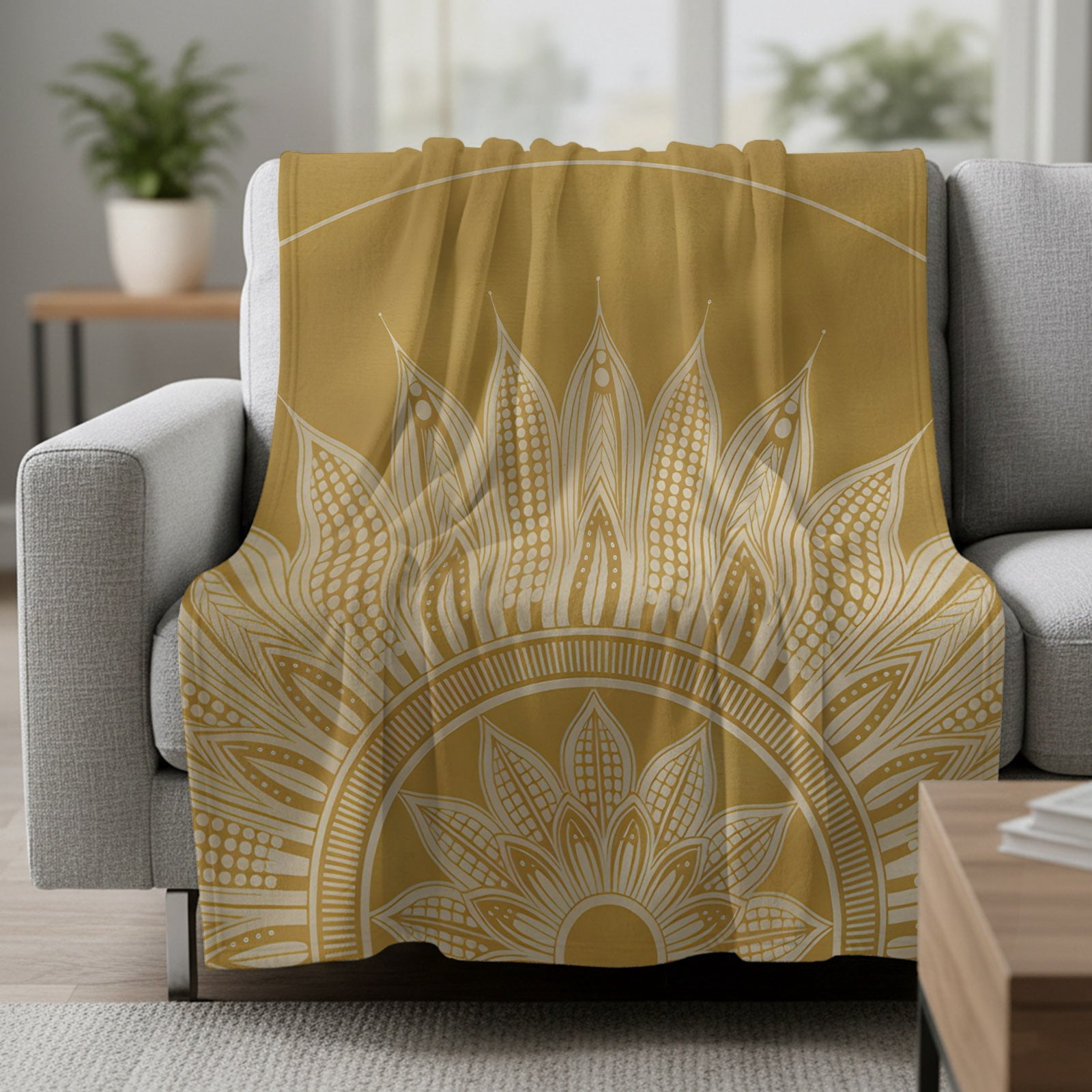 Abstract Flower Fleece Throw Blanket Orange Sunflower Ultra Soft Fuzzy ...