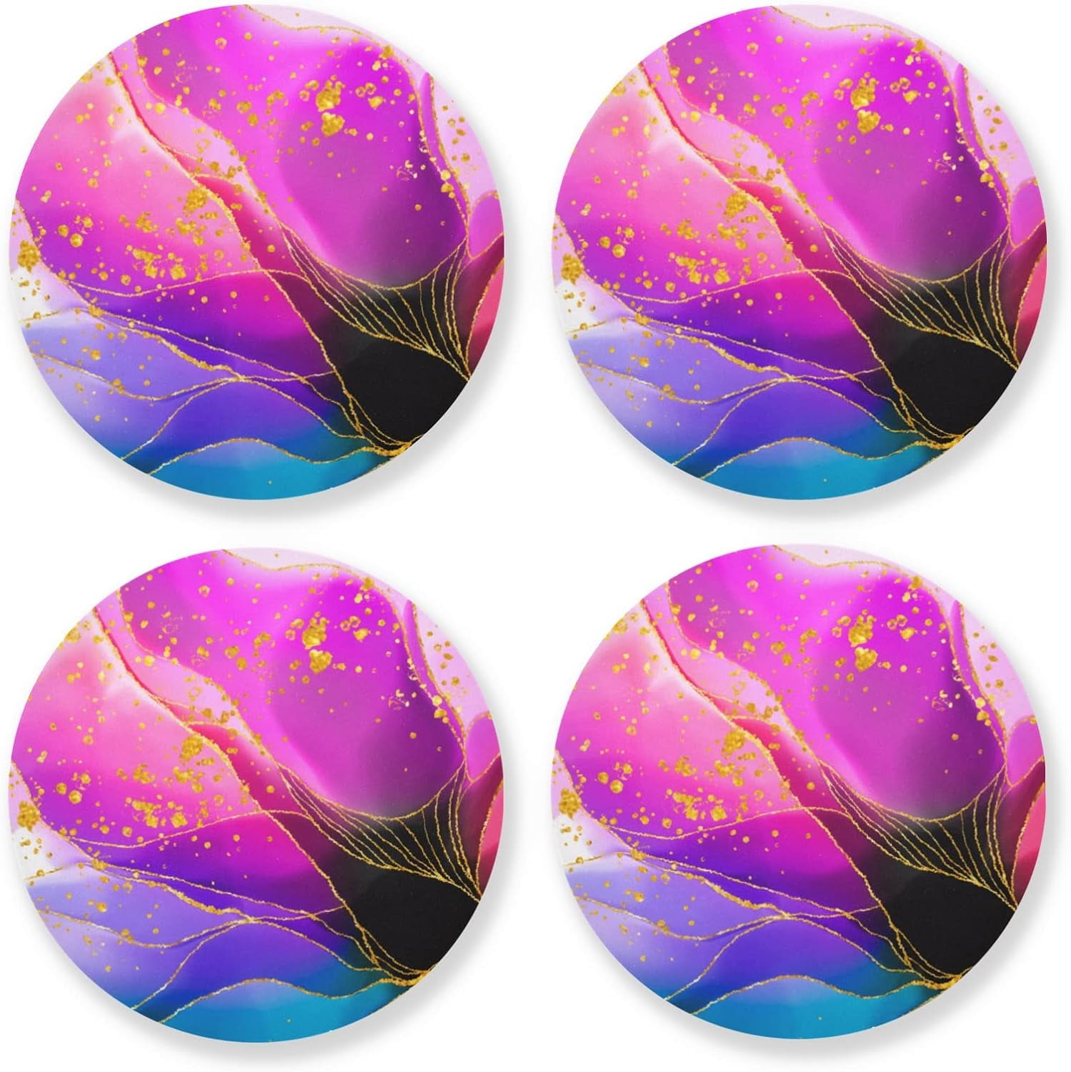 Abstract Flower Floral Marble Drinks Coasters, Non-Scratch Cork Base ...