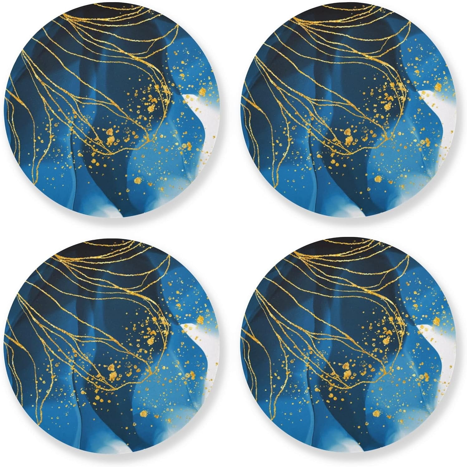 Abstract Flower Floral Marble Drinks Coasters, Non-Scratch Cork Base ...