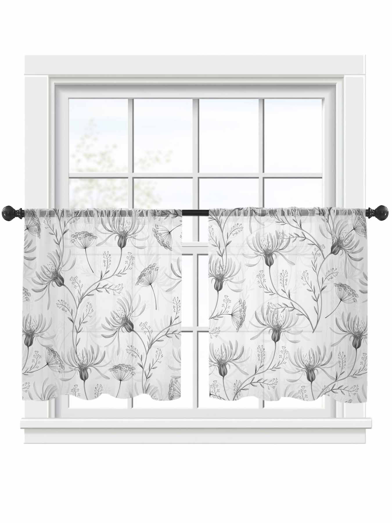 Abstract Flower Fruit Sheer Curtains for Living Room Bedroom, Light ...