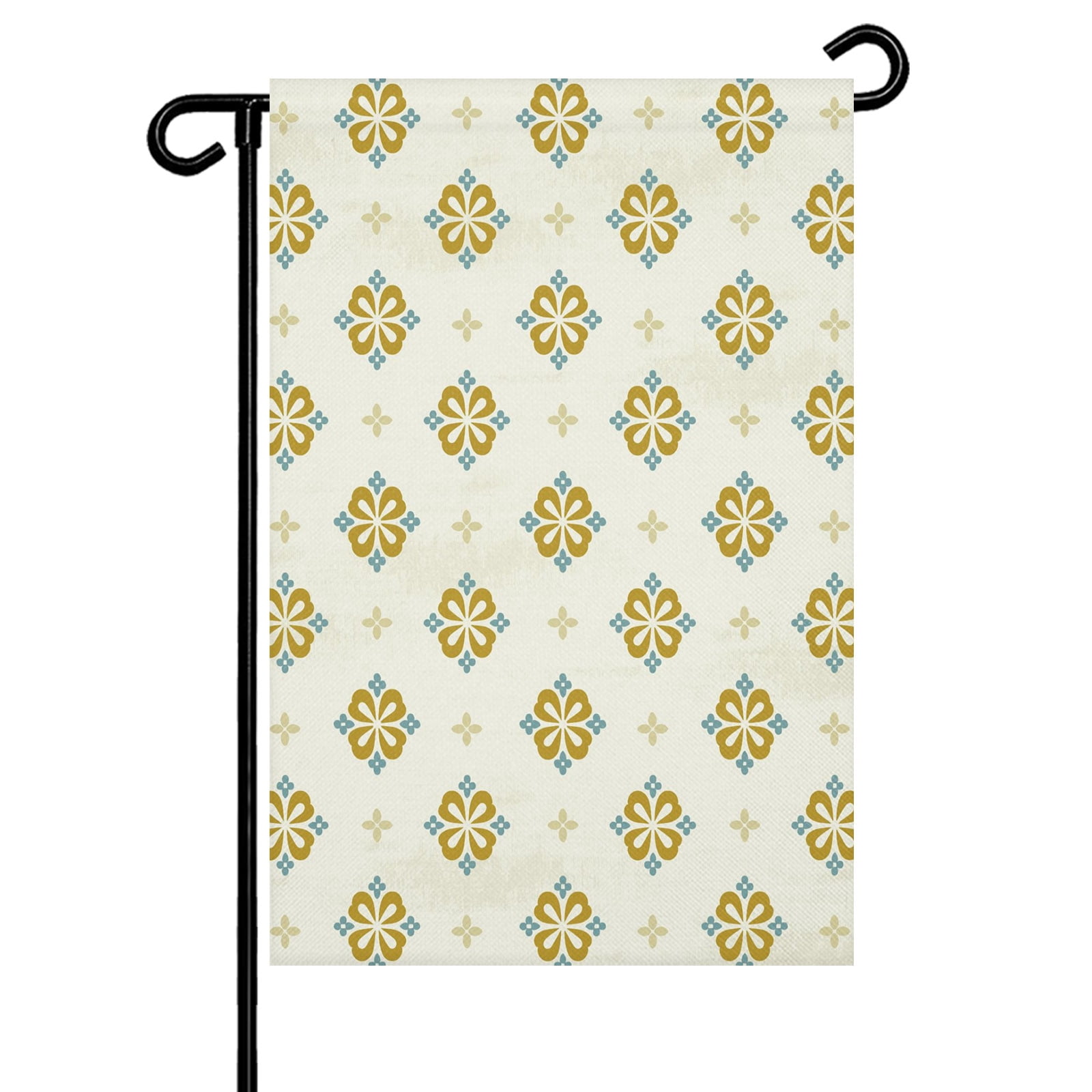 Abstract Flower Garden Flag 12x18 Inch Vintage Geometric Yellow Diamond ...