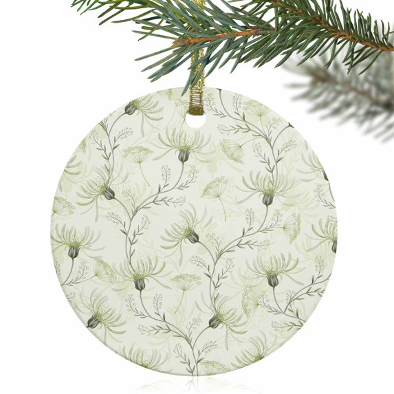 Abstract Flower Green Plant Vine Christmas Ceramic Ornament 2025,3 ...