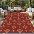 Abstract Flower Indoor Outdoor Rugs 5x8 Ft, Vintage Geometric Red ...