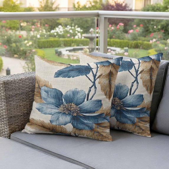 Abstract Flower Leaves Retro Linen Waterproof Throw Pillow Covers Set ...