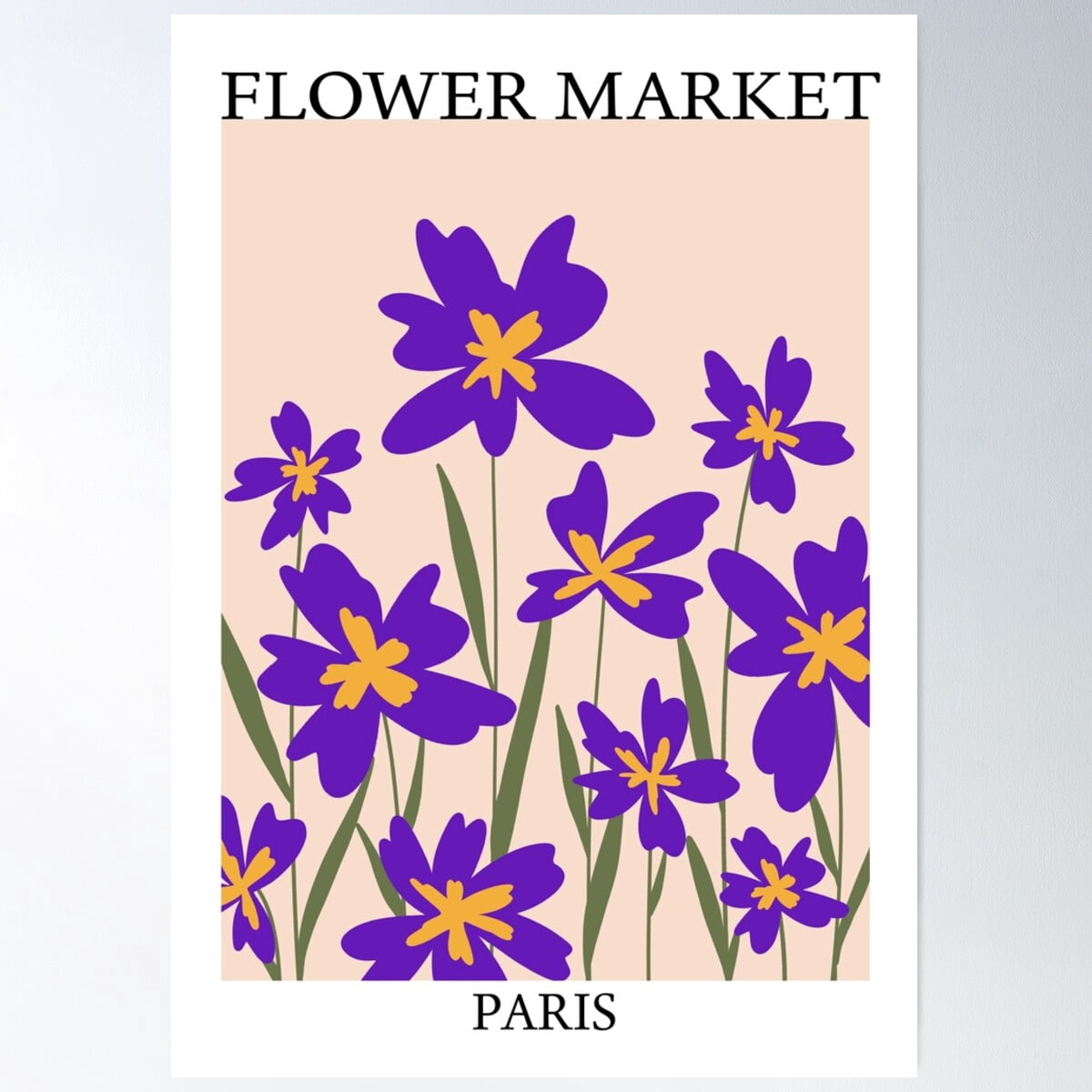 Abstract Flower Market Illustration, Purple Iris Flower 1 Poster Wall ...