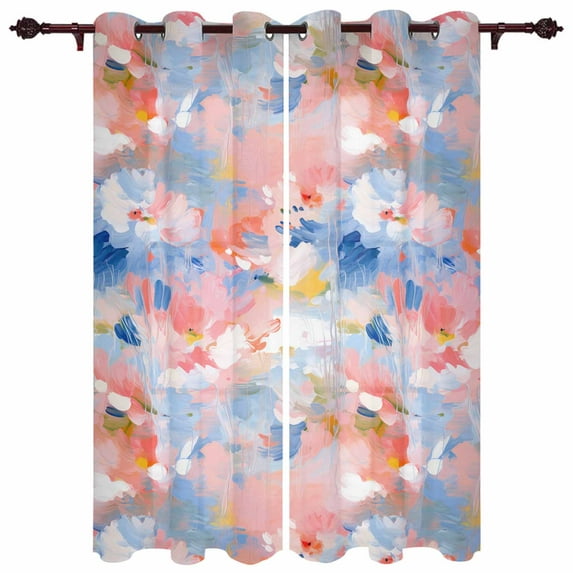 Abstract Flower Oil Painting Art Blue And Pink Modern Living Room Decor ...