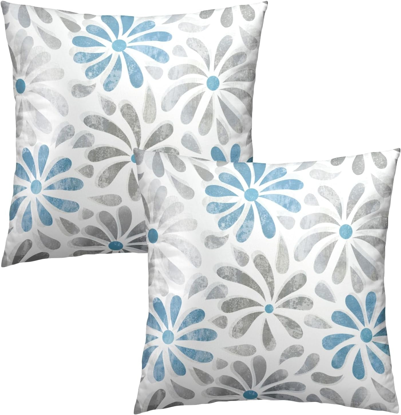 Abstract Flower Outdoor Decorative Throw Pillow Cover Blue Grey Two ...
