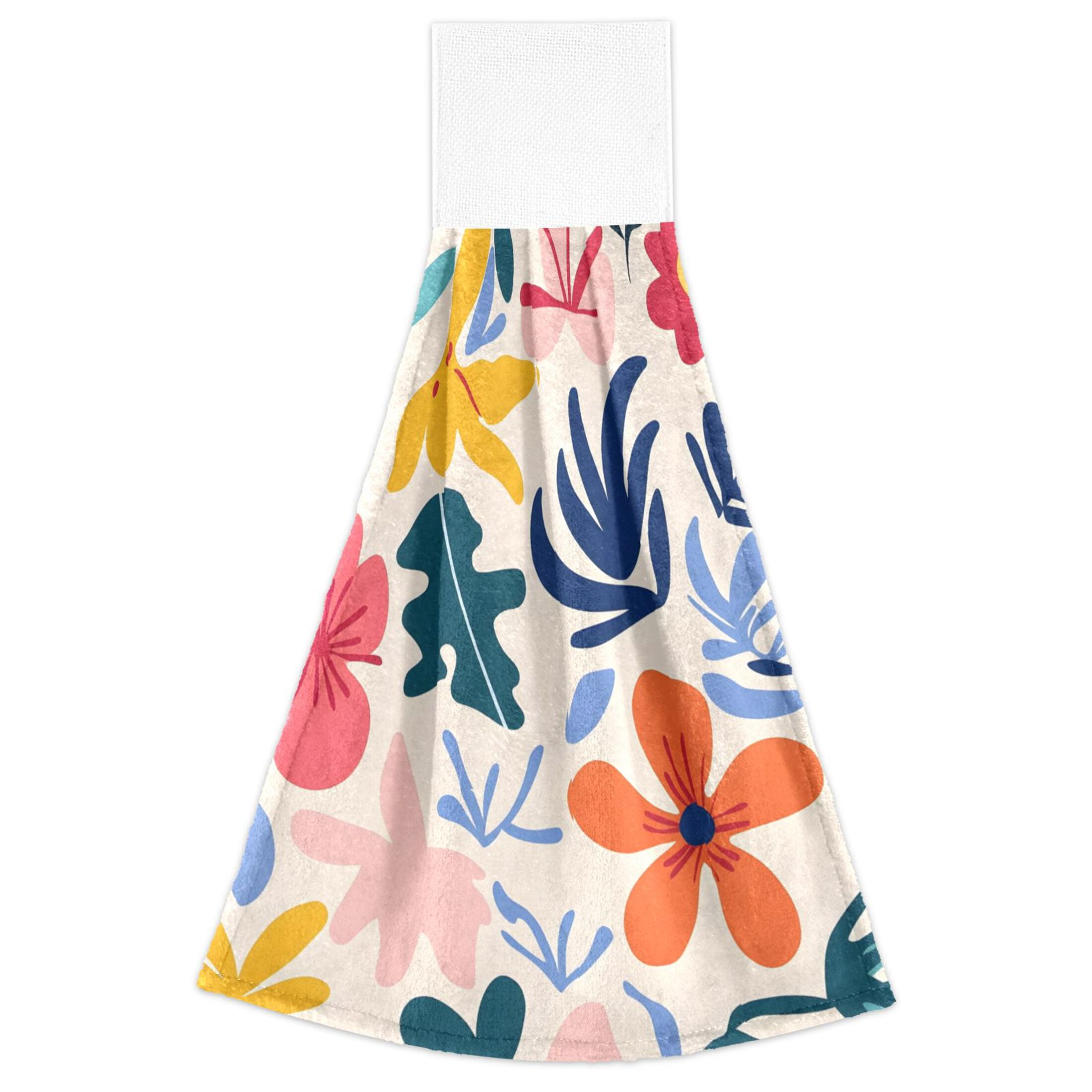 Abstract Flower Pattern Hand Towels 2 Pack Quick Dry Velvet Soft with ...