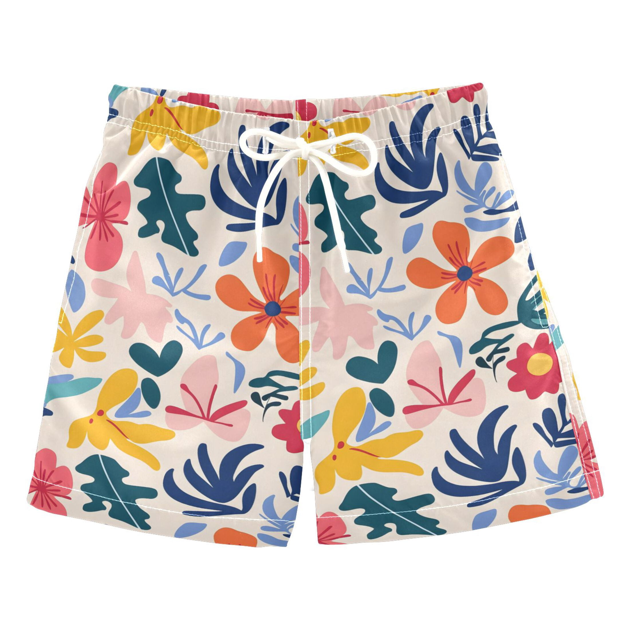 Abstract Flower Pattern Swim Trunks Quick Dry Beach Pool Board Shorts ...