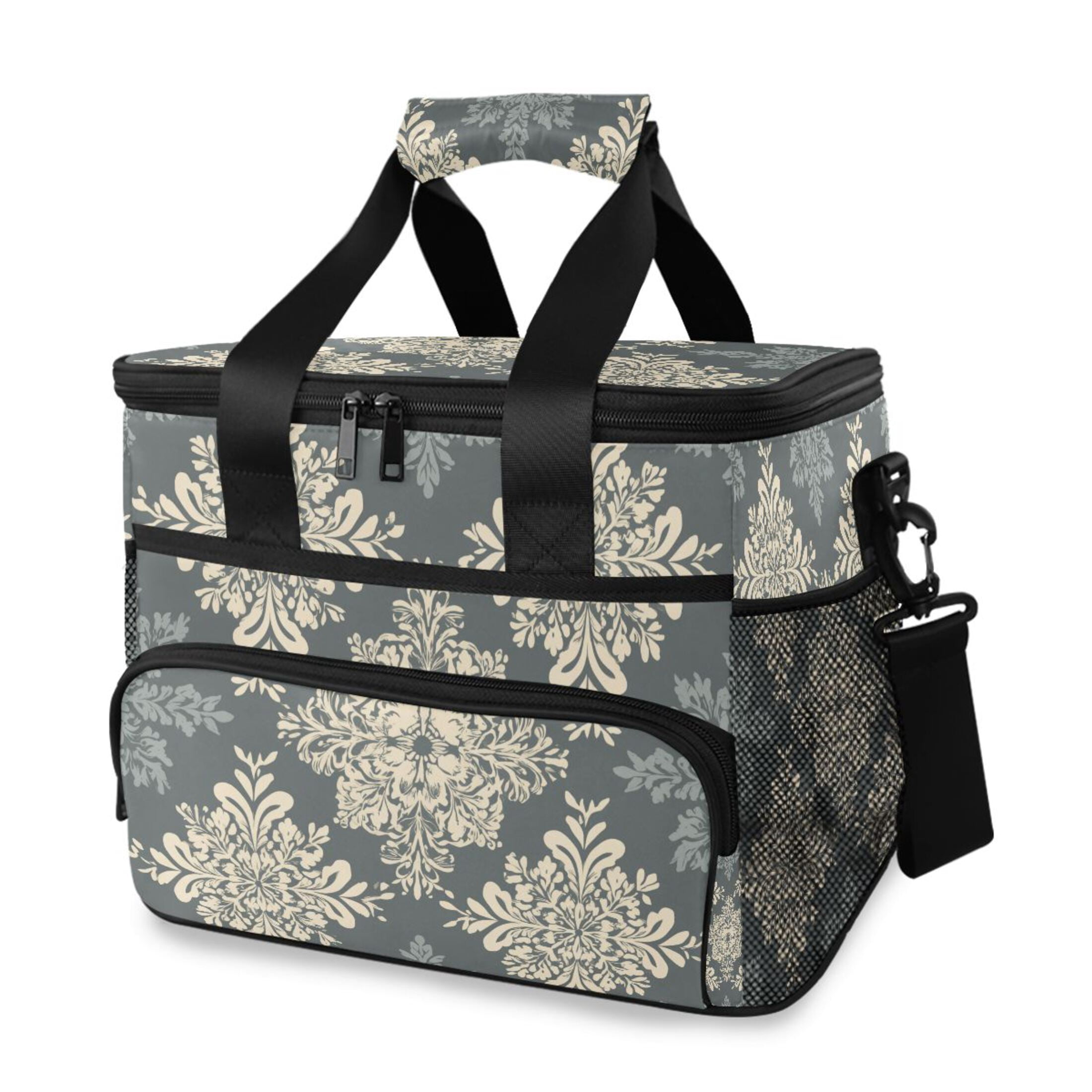 Abstract Flower Pattern Symmetrical Portable Cooler Lunch Box Reusable ...