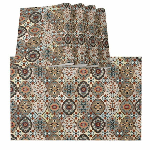 Abstract Flower, Placemats for Dinning Table Set of 6, Oriental Bohemia ...