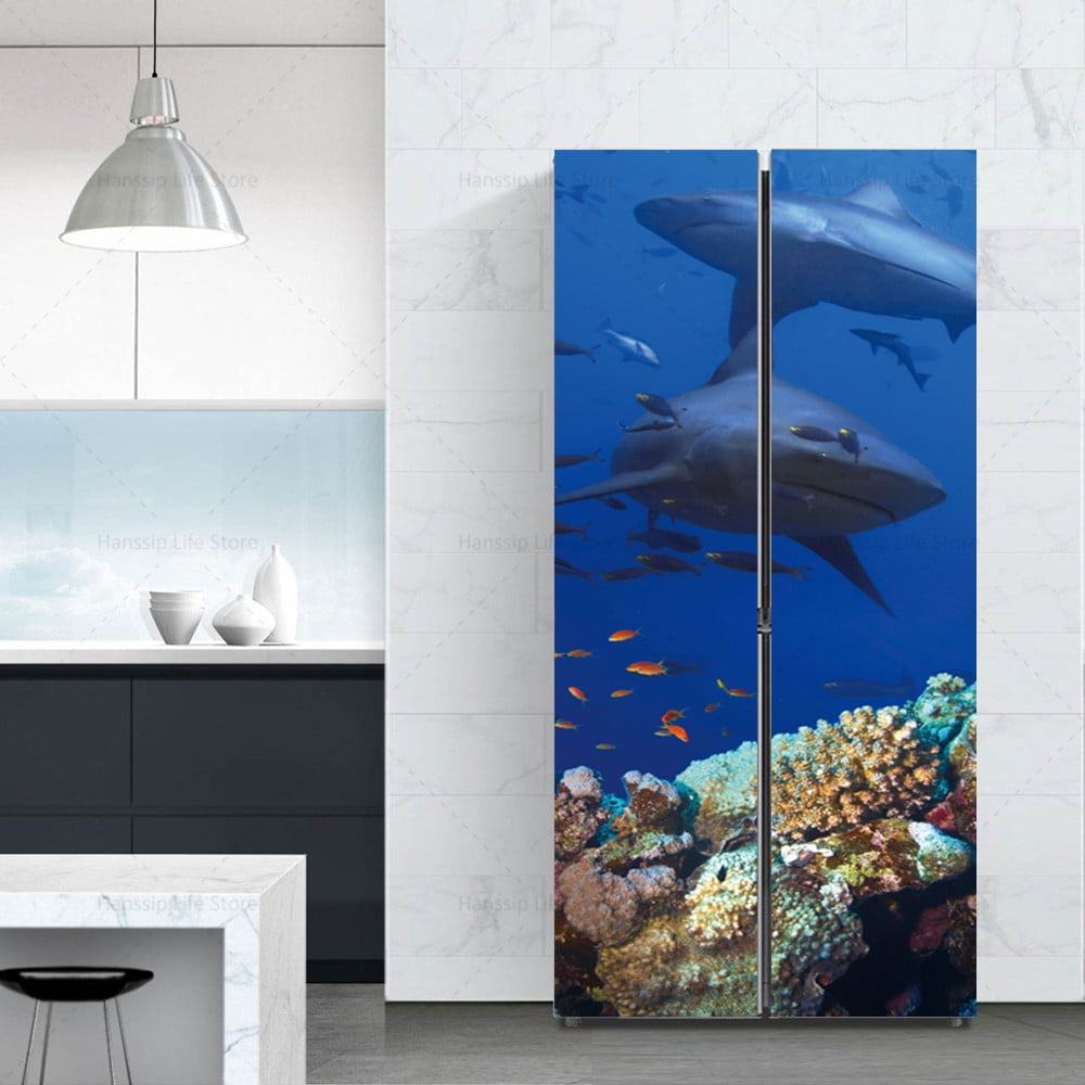 Abstract Flower Seaside Fridge Wallpaper Stickers Waterproof PVC ...