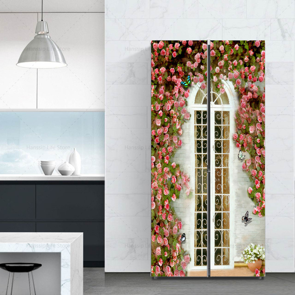 Abstract Flower Seaside Fridge Wallpaper Stickers Waterproof PVC ...