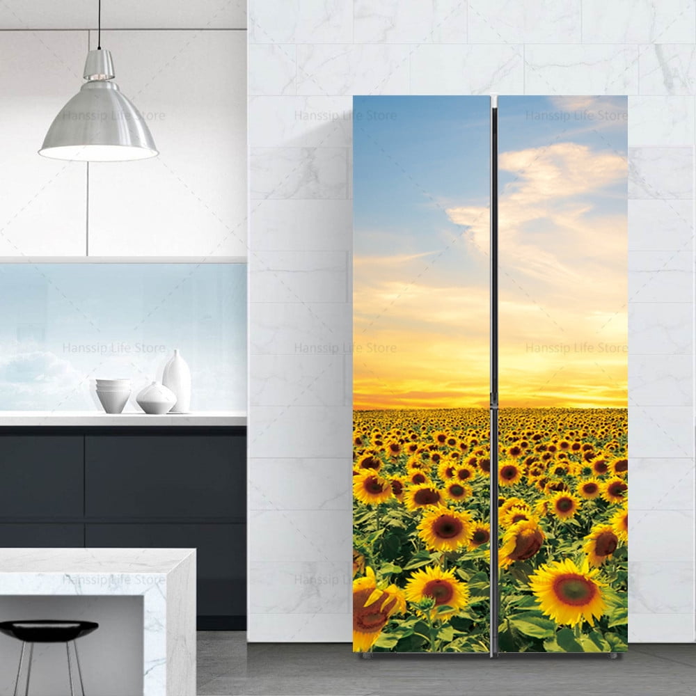 Abstract Flower Seaside Fridge Wallpaper Stickers Waterproof PVC ...