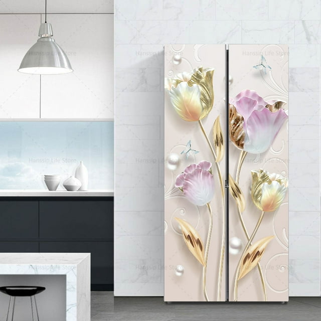 Abstract Flower Seaside Fridge Wallpaper Stickers Waterproof PVC ...