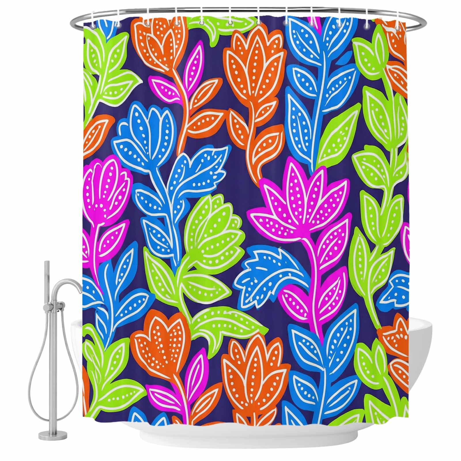 Abstract Flower Shower Curtain Set - 48" x 72" Washable Bathtub Curtain ...