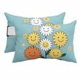 Abstract Flower Sketch Smile Face Outdoor Pillow for Chaise Lounge ...