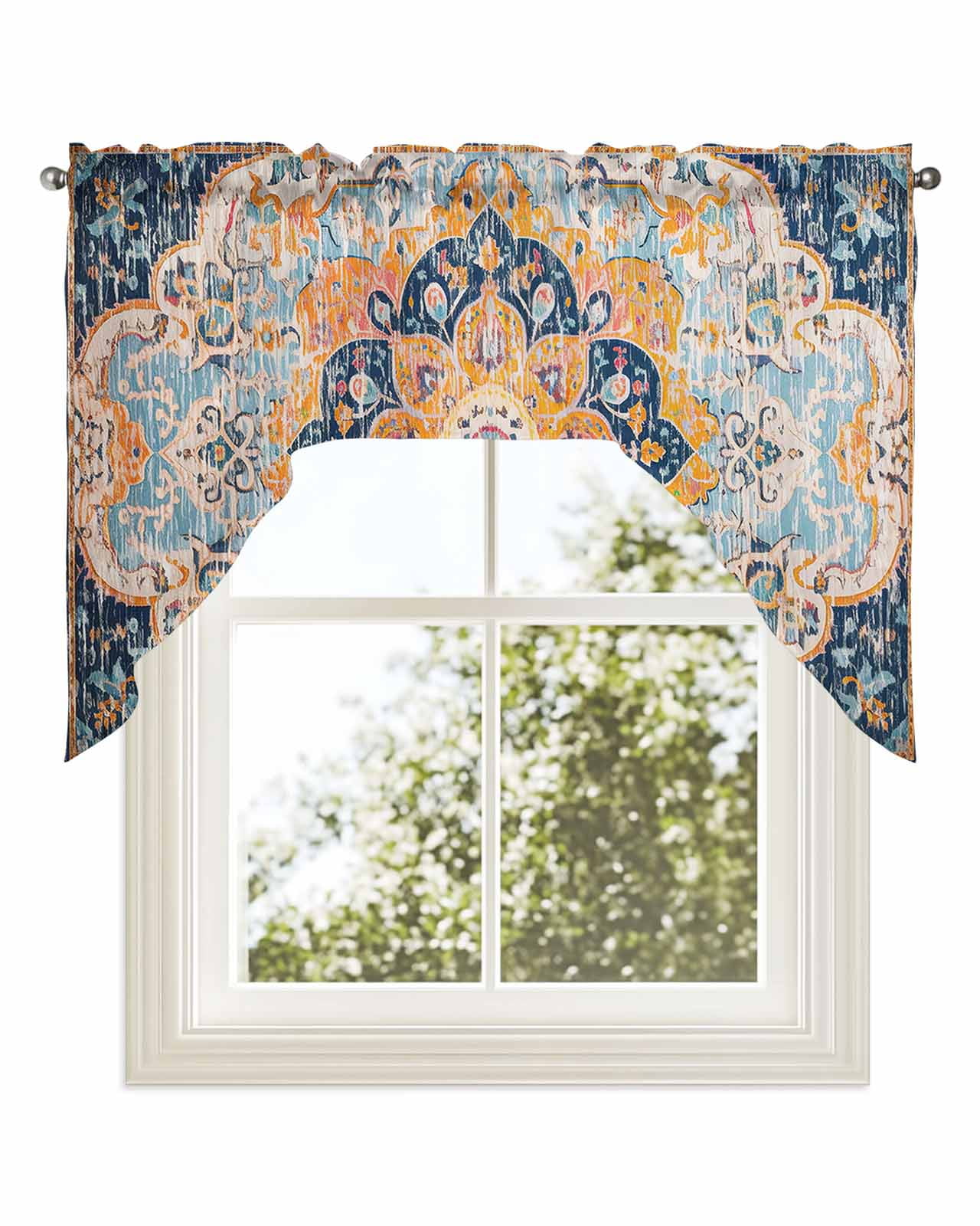 Abstract Flower, Swag Valance for Windows 56'' x 36'', Boho Vintage ...