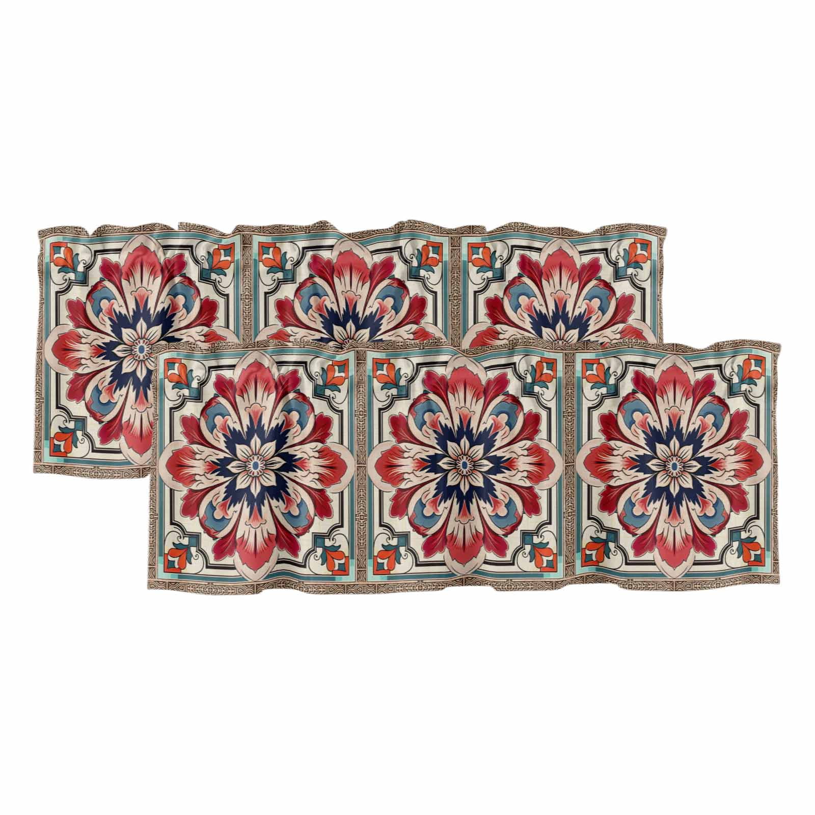 Abstract Flower, Valances for Windows, Geometric Boho Traditional ...