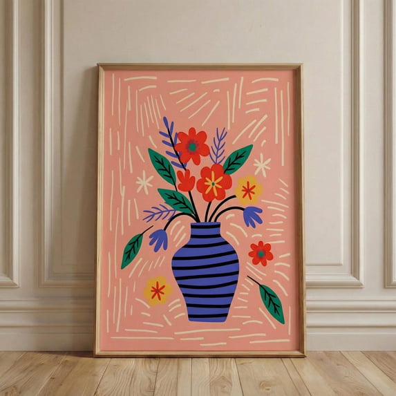 Abstract Flower Vase Dopamine Decor Mid Century Modern Art Colorful ...
