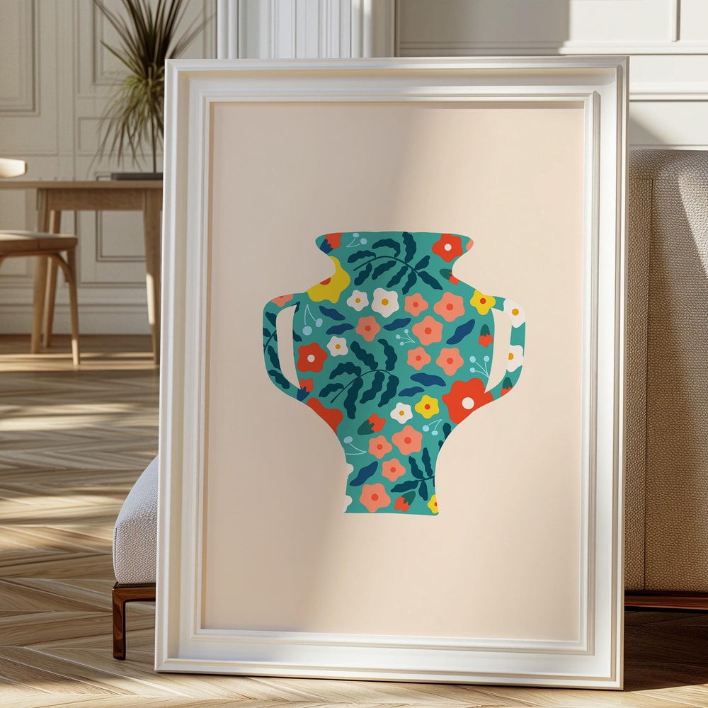 Abstract Flower Vase Print, Flower Wall Art, Flower Poster, Wall Decor ...