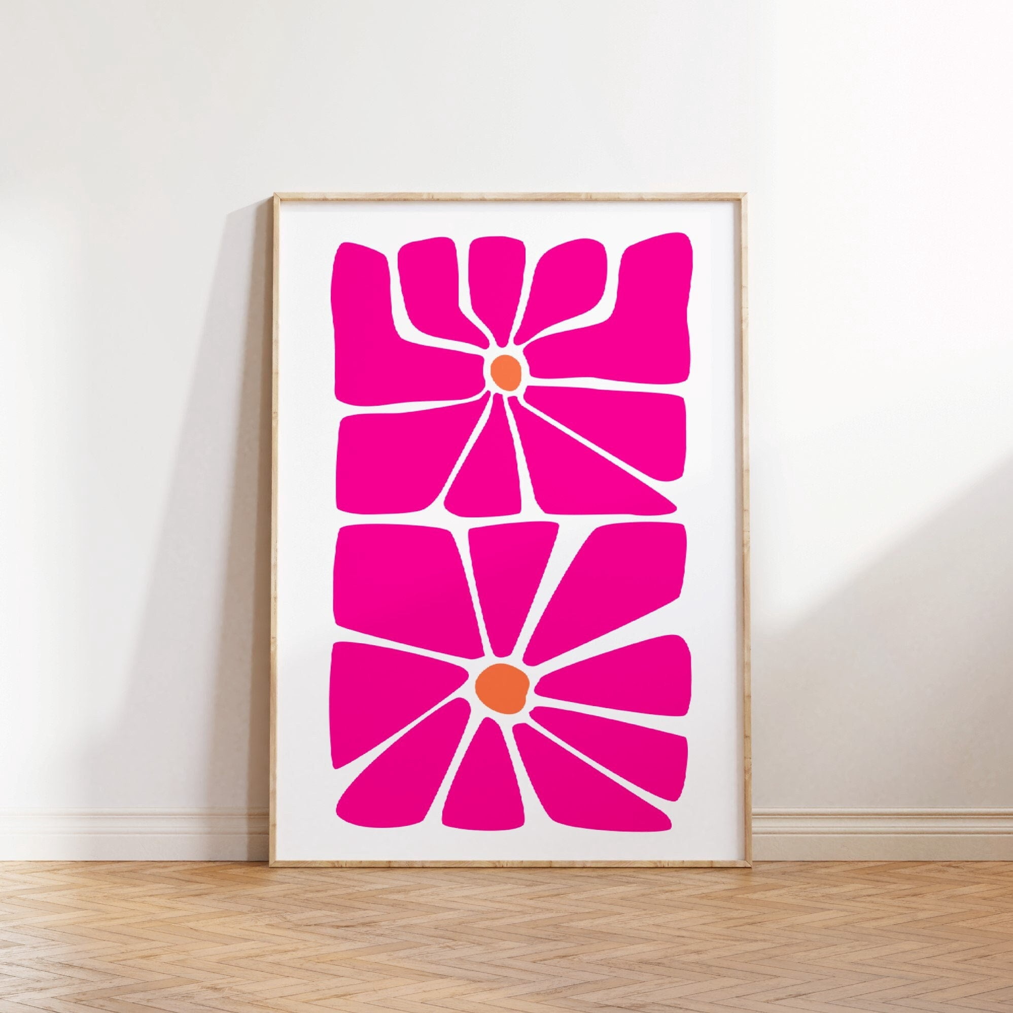 Abstract Flower Wall Art Hot Pink Print Boho Print Floral Prints Trendy ...