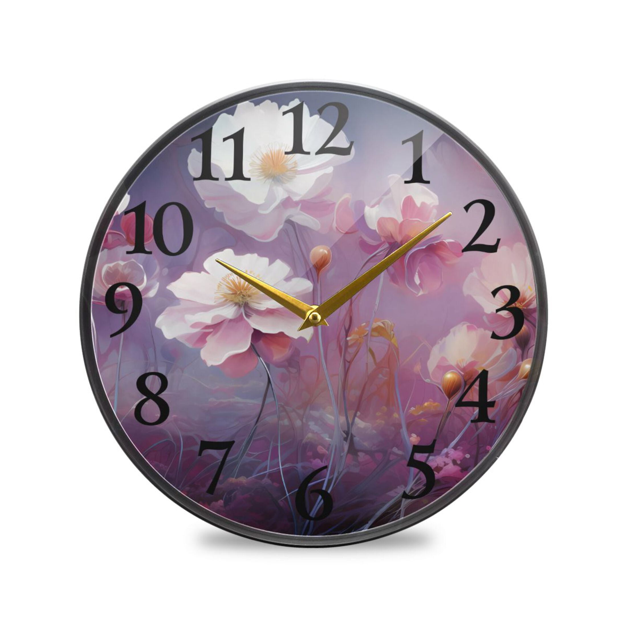 Abstract Flower Wall Clocks Battery Operated 11.9 Inch Round Clock ...