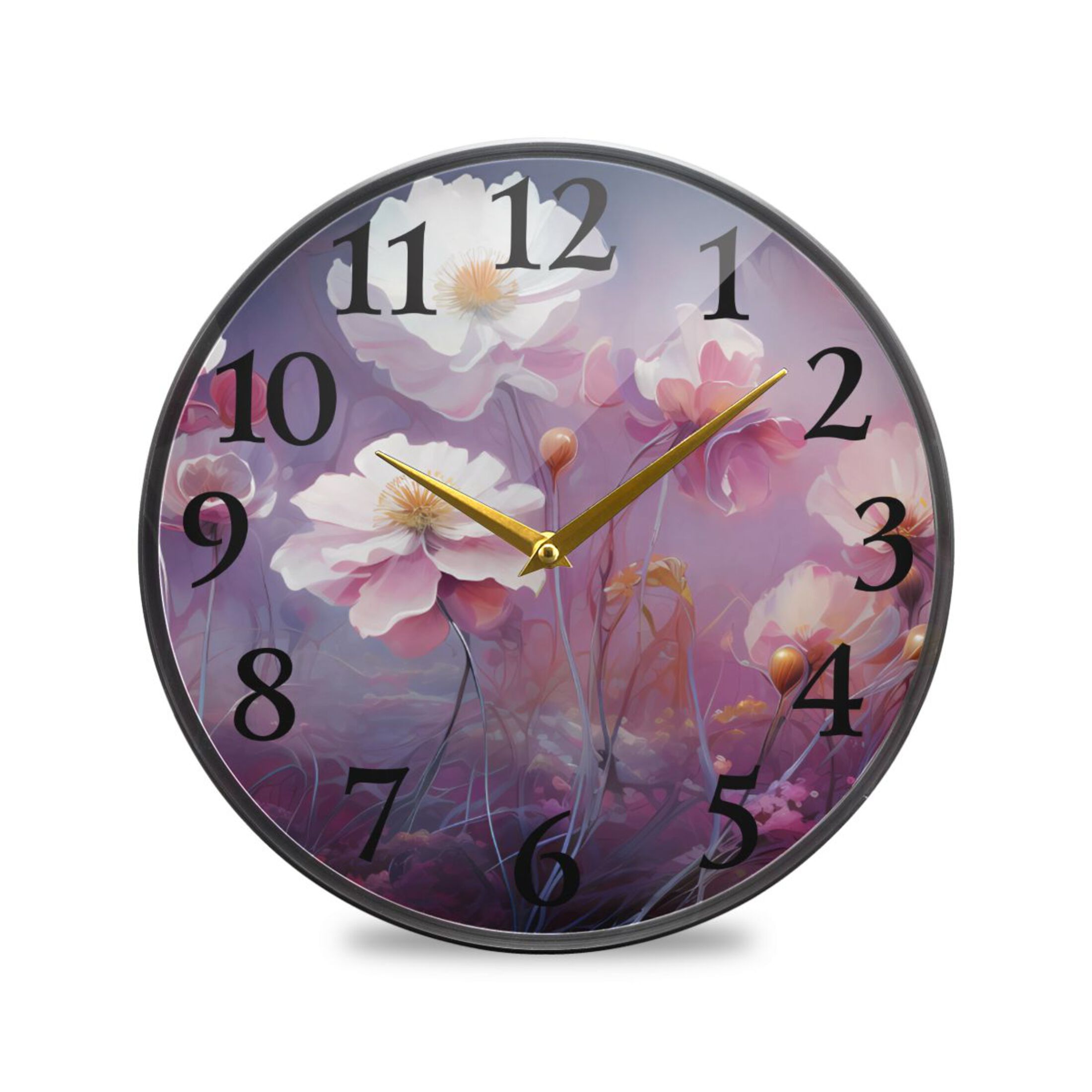 Abstract Flower Wall Clocks Battery Operated 9.5 Inch Round Clock ...