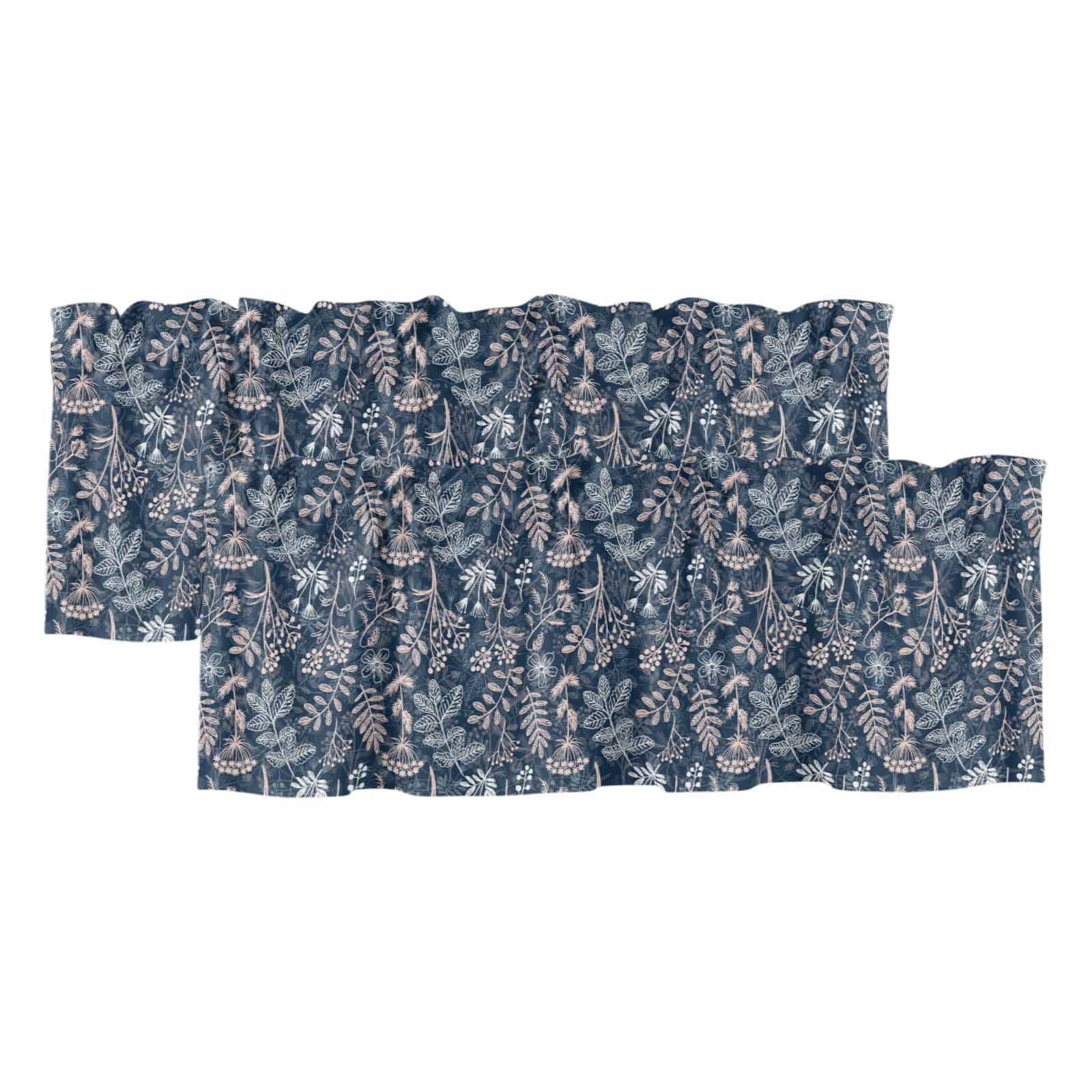 Abstract Flowers 2 Panels Kitchen Valance, Blue Dandelion Lavender ...