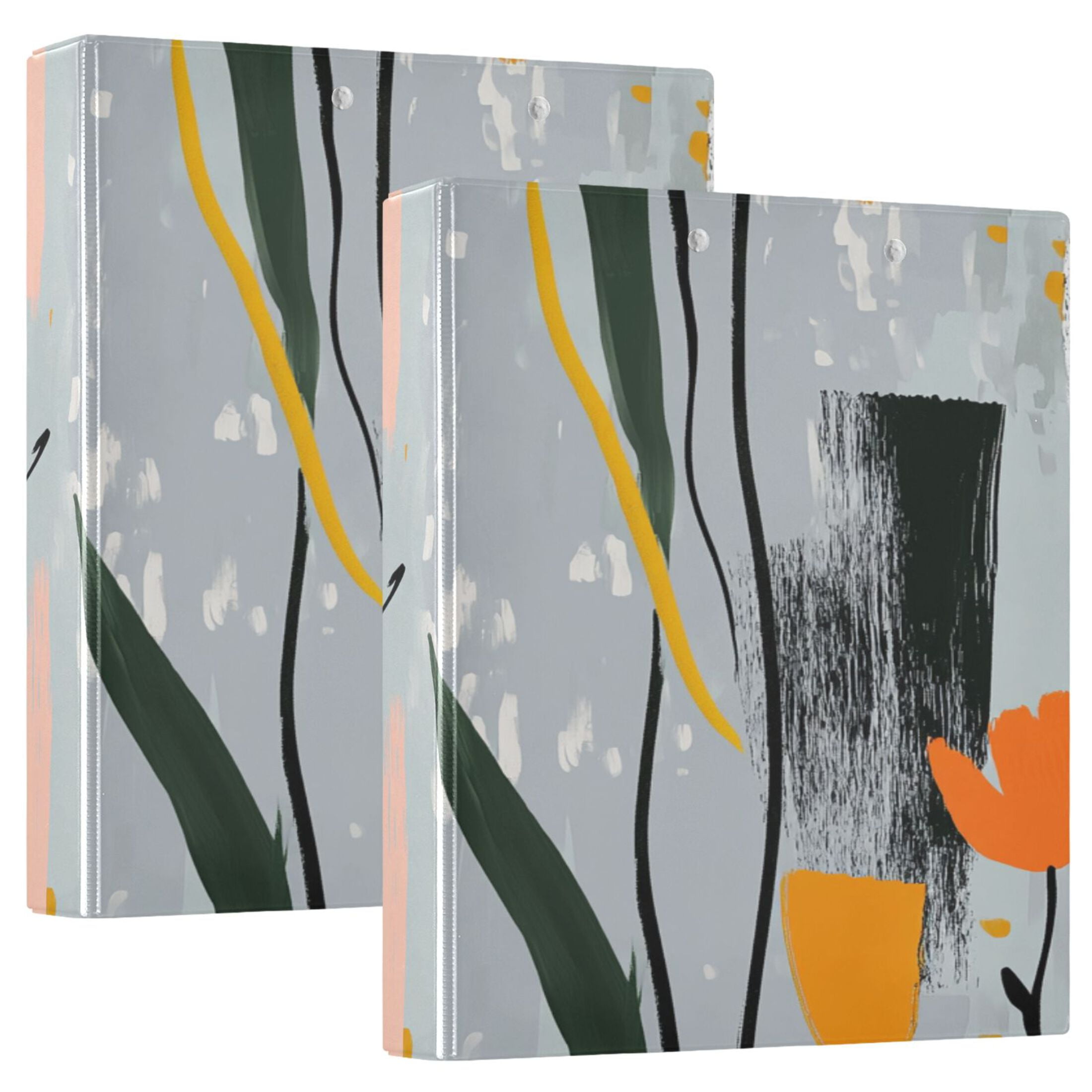 Abstract Flowers Art Design 12.4x10.6in PVC Round Ring Binders, 2-Pack ...