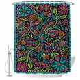Abstract Flowers Bathroom Shower Curtains with Hooks, Retro Abstract ...