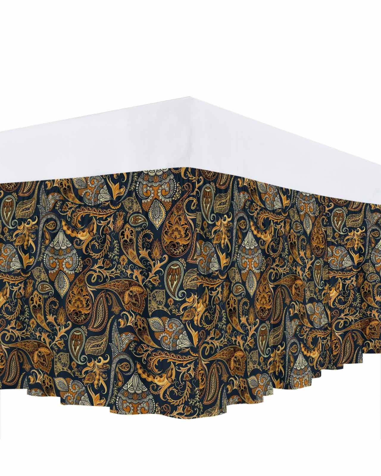 Abstract Flowers Bed Skirt King Size 16 Inch Drop, Retro Paisley Floral ...